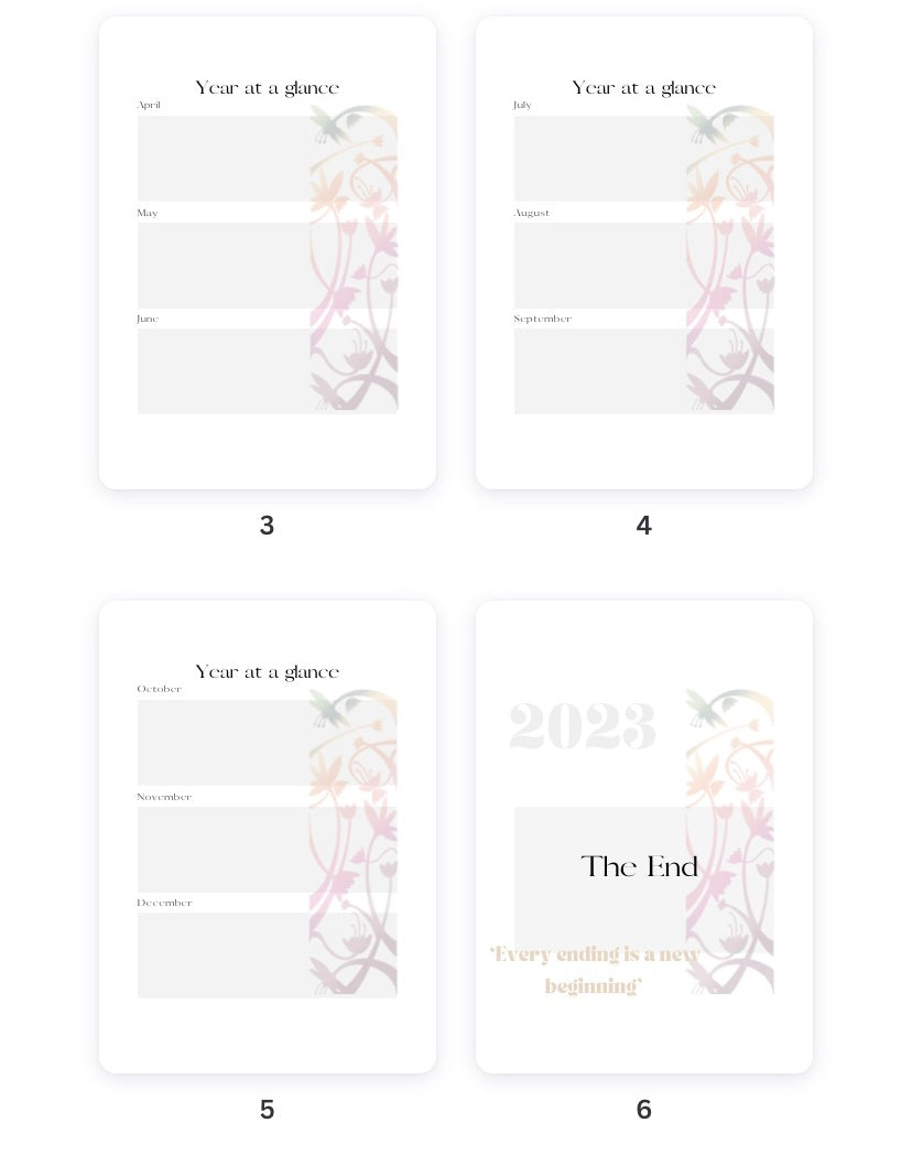 Printable Planner Inserts 2023 Part 7 Year At A Glance Habit Beams